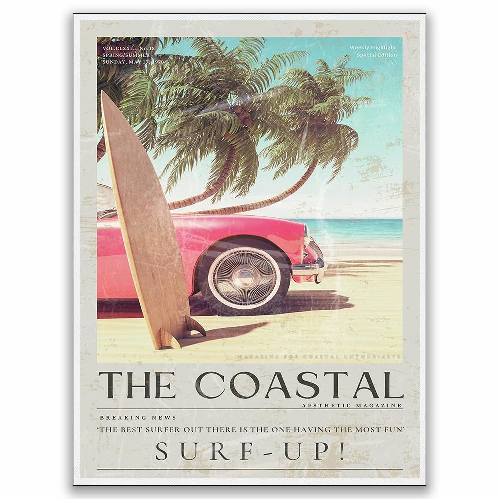 Amazon.com: Trendy Pink Coastal Canvas Wall Art Coastal Cowgirl Aesthetic Room Decor Poster ...