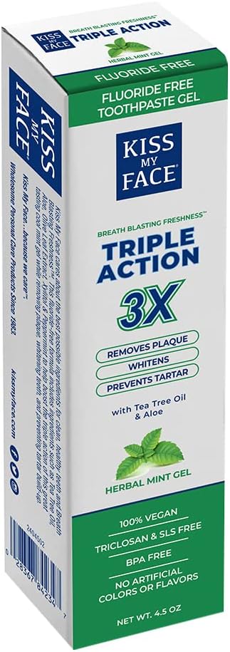 Amazon.com : Kiss My Face Triple Action Herbal Mint Gel Toothpaste, SLS ...