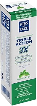 Amazon.com : Kiss My Face Triple Action Herbal Mint Gel Toothpaste, SLS ...