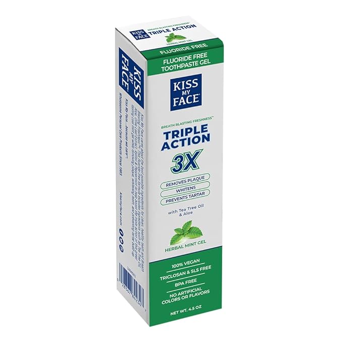 Amazon.com : Kiss My Face Triple Action Herbal Mint Gel Toothpaste, SLS ...