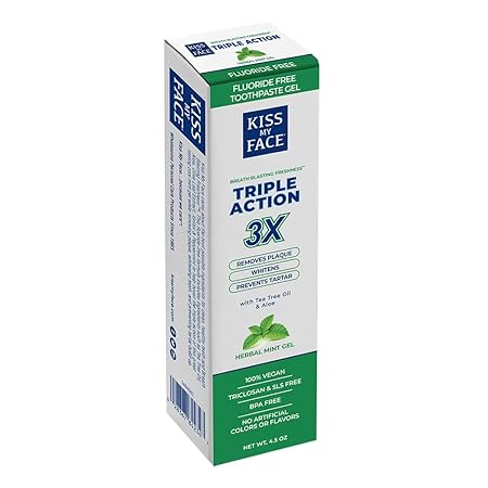 Amazon.com : Kiss My Face Triple Action Herbal Mint Gel Toothpaste, SLS ...