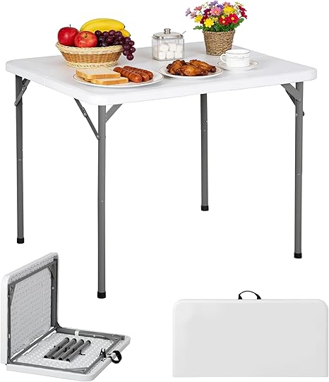 Amazon.com : ZENY 34inch Fold in Half Square Table, Portable Plastic ...