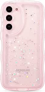 Amazon.com: ZTOFERA for Samsung Galaxy S23 5G Case 6.1",Cute Curly Wave Case with Star Glitter ...