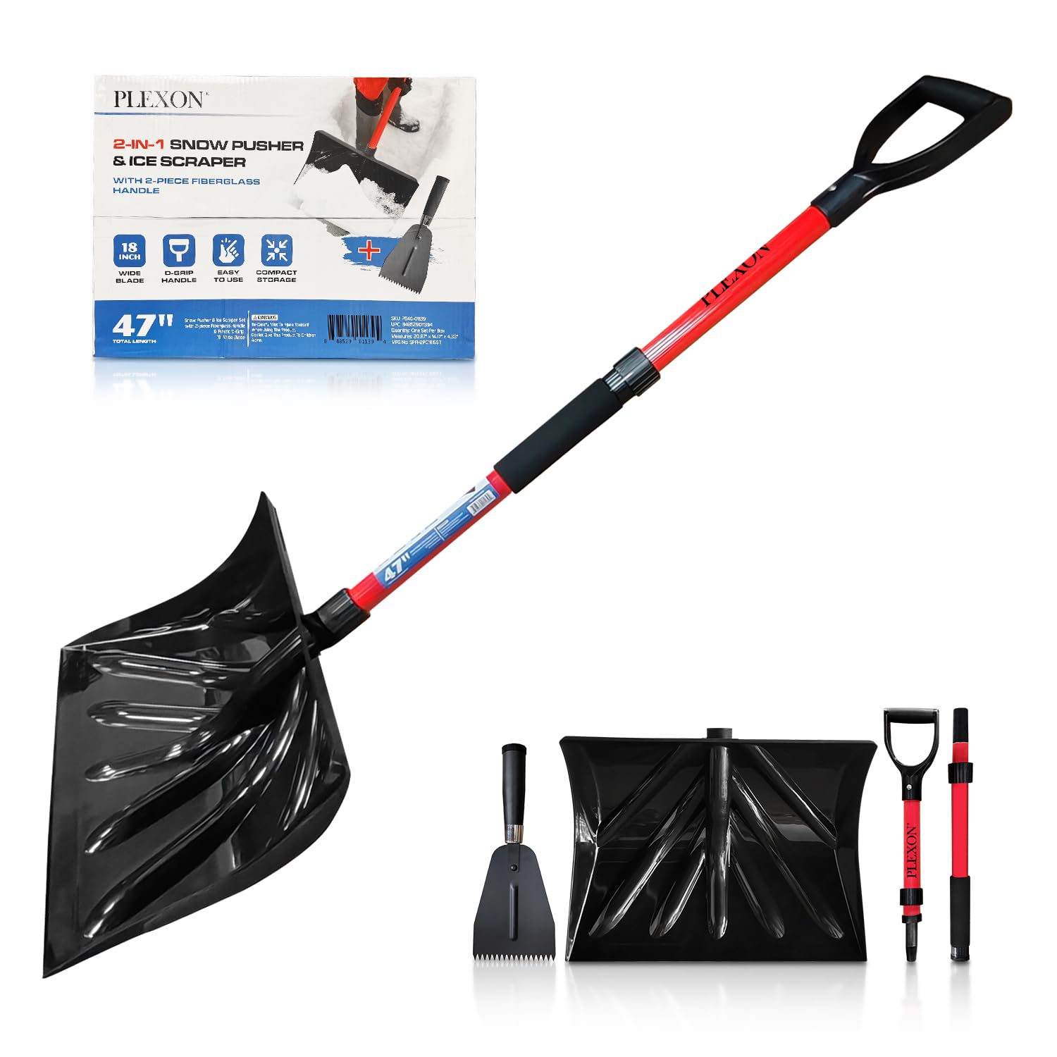 Amazon.com : PLEXON Snow Shovel & Ice Scraper, Snow Shovel for Driveway ...