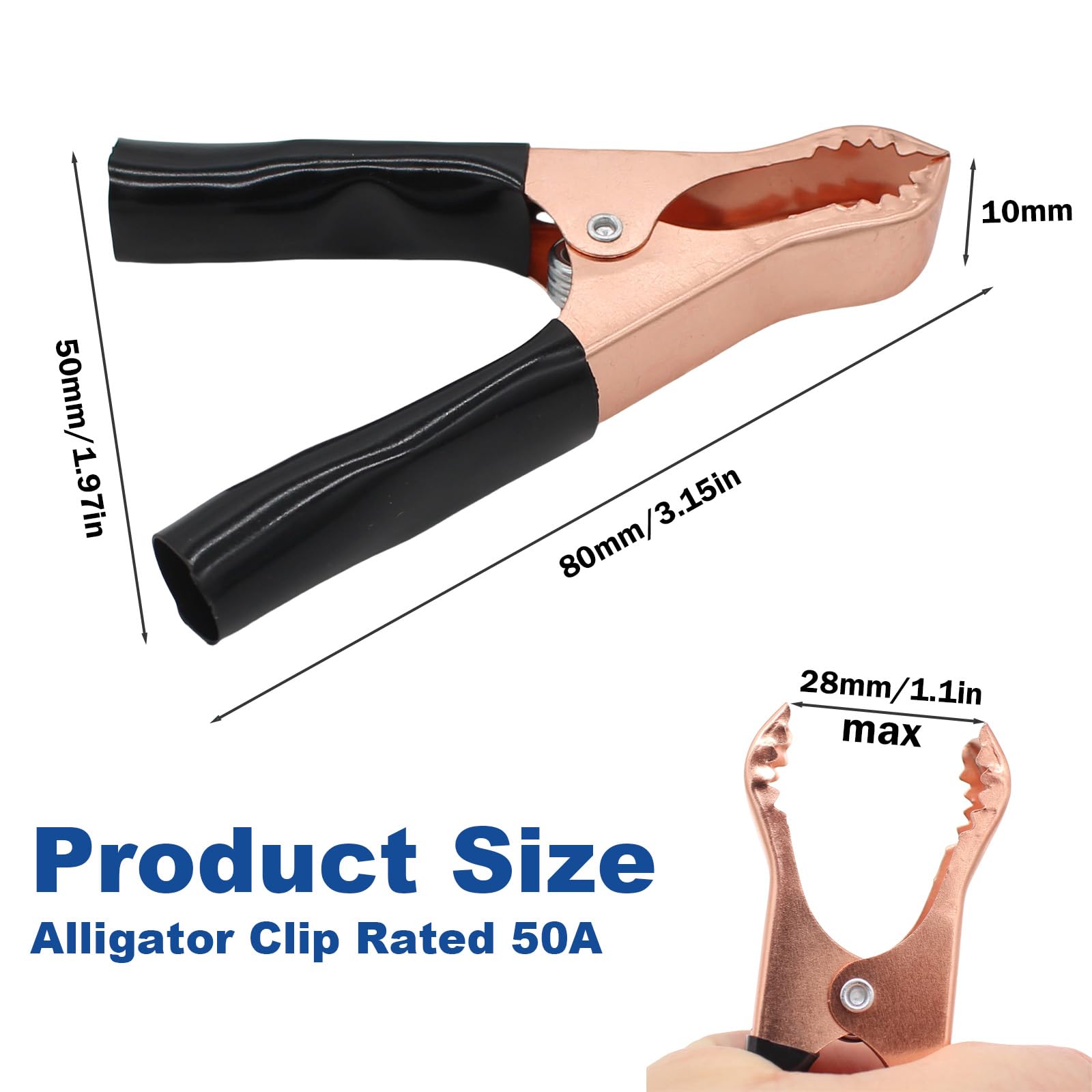 Snapklik.com : Insulated Alligator Clips Durable Heavy Duty Black & Red ...
