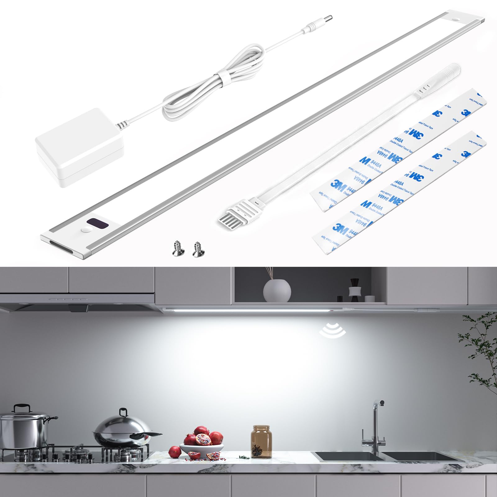 1 x Brand New wobsion Under Cabinet Kitchen Lights with Non-Contact Sensor, 42CM Under Cupboard ...