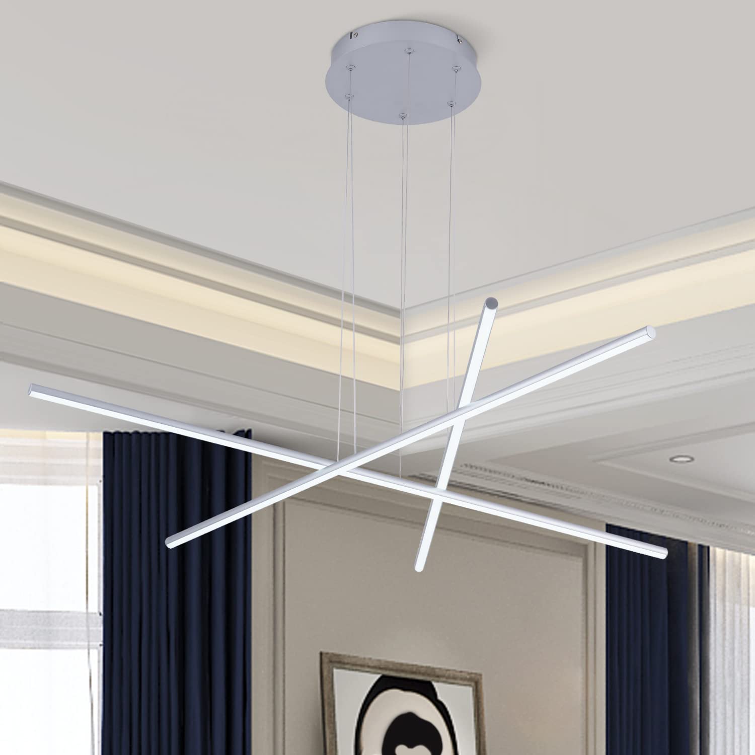 Buy Modern Foyer Pendant Light Linear LED Chandelier Adjustable Hanging ...