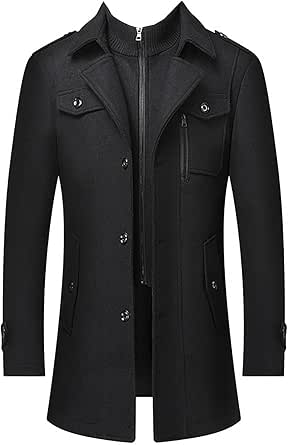 Men's Winter Coat Business Leisure Wool Two Piece Coat Stand-Up Collar ...