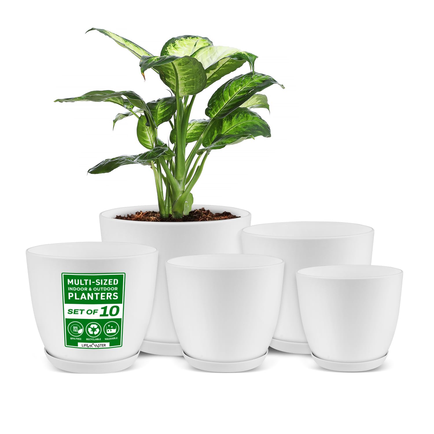 Amazon.com: Lifemaster Eco Friendly Plant Pot Set - 10-Pack Home Decor ...