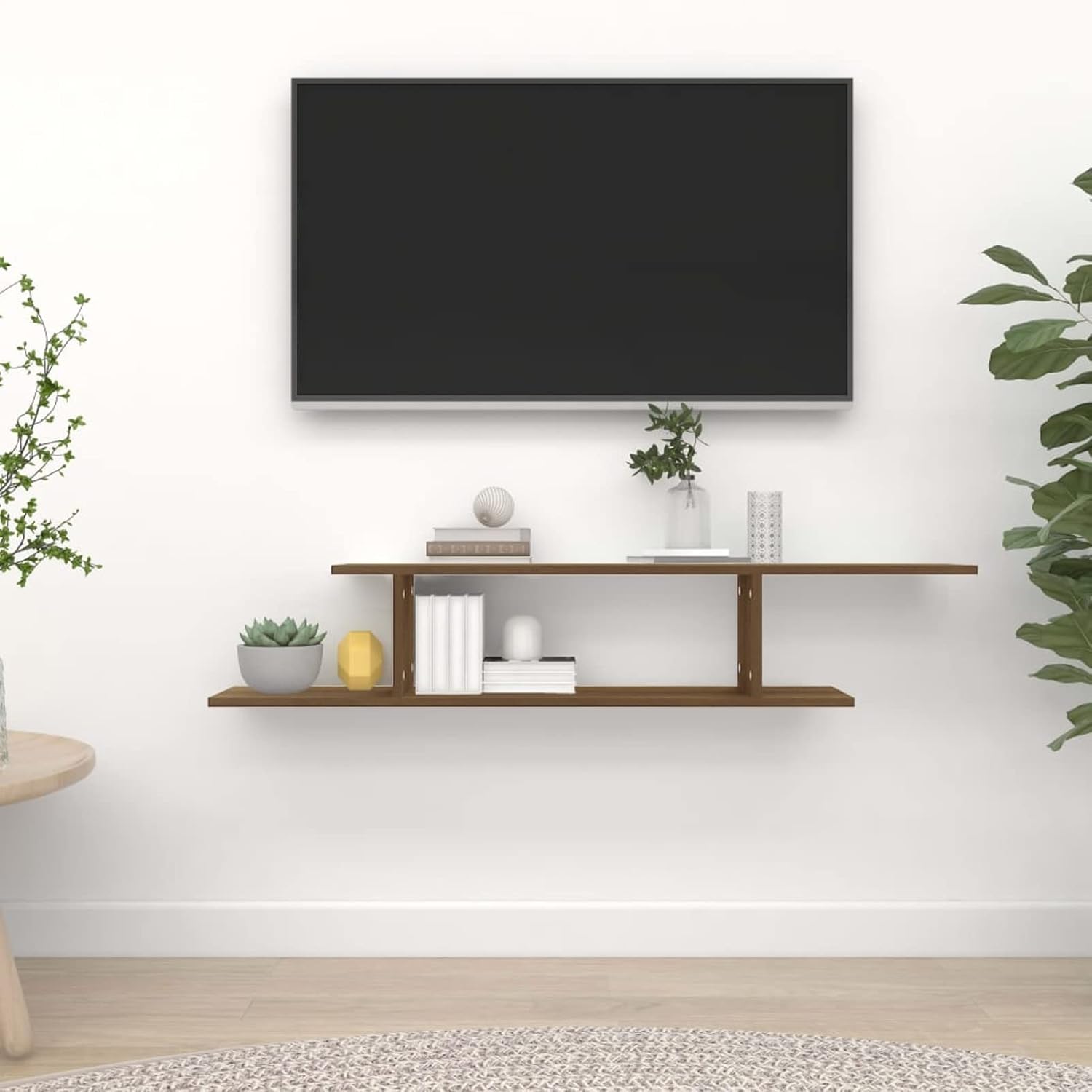 Floating TV Wall Shelf White 125x18x23 cm Engineered Wood TV Cabinet ...