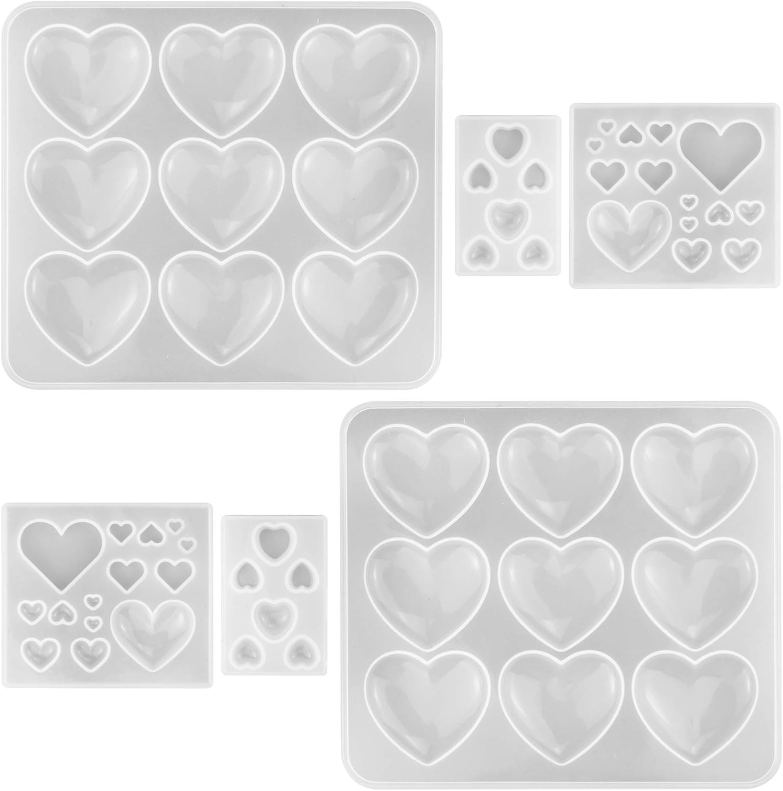 Amazon.com: 2 Pcs Heart Silicone Mold, Heart Shape Epoxy Mold Heart ...