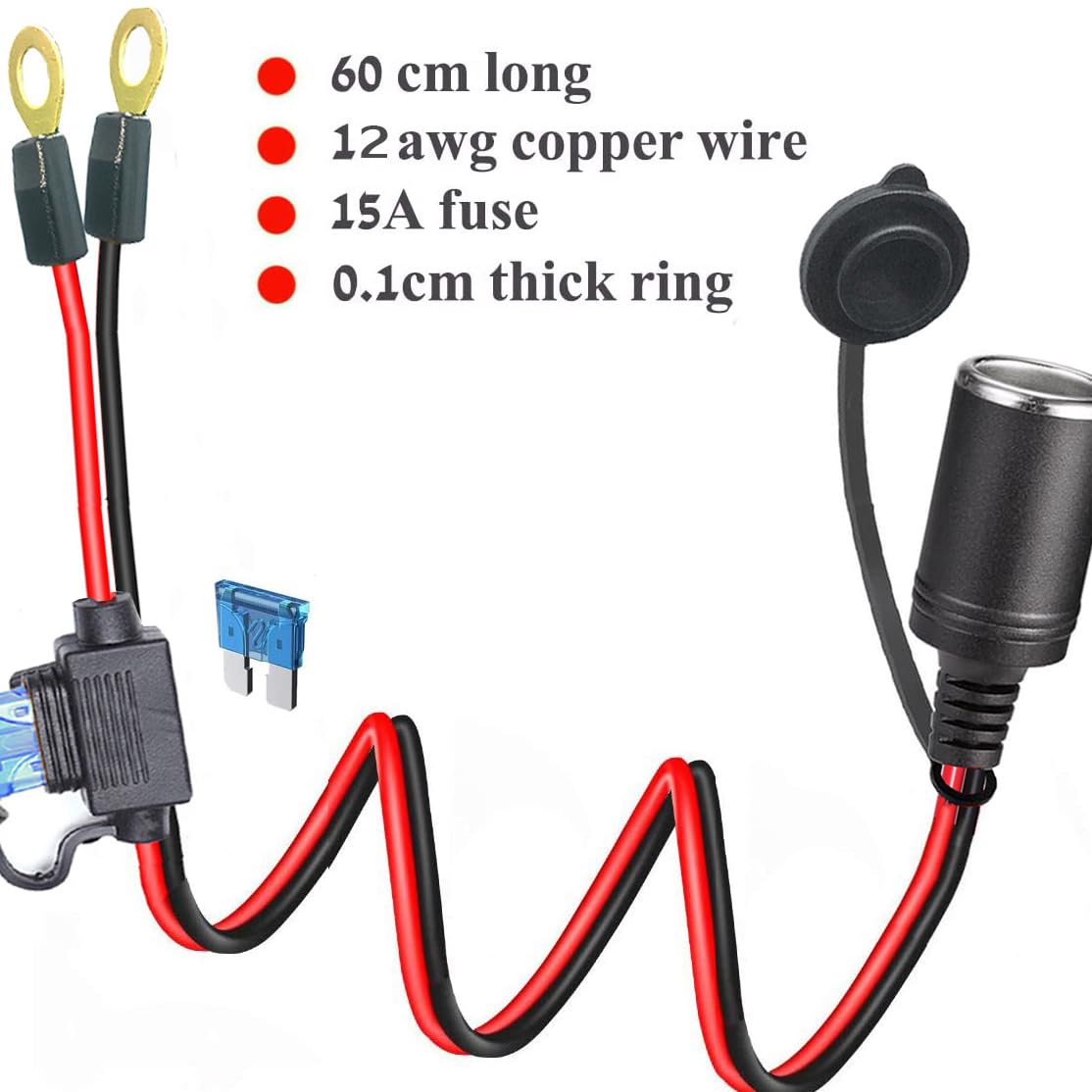 Snapklik.com : 2FT 12V Female Socket Battery Eyelet Ring Terminal ...