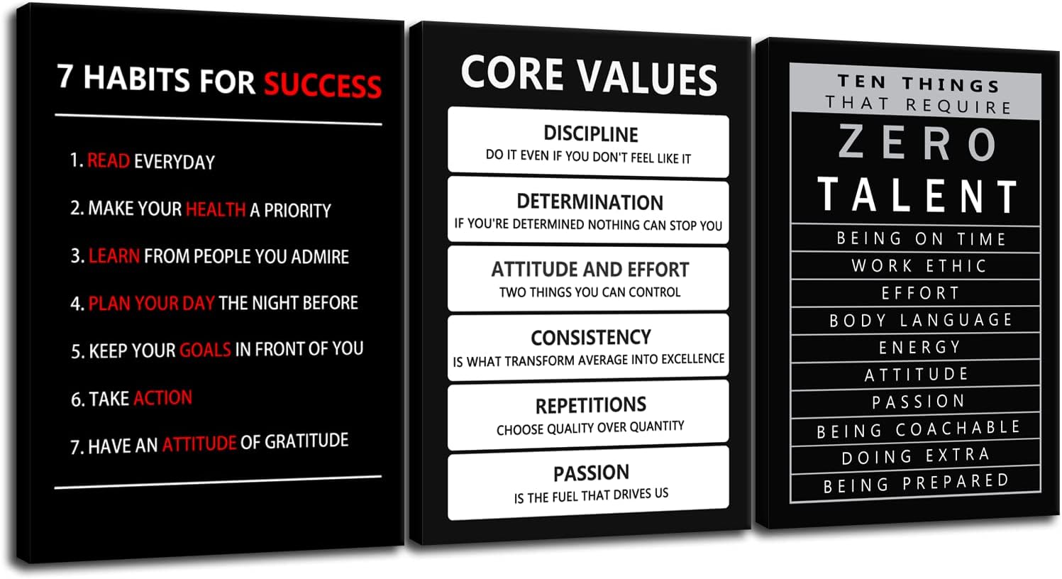 Amazon.com: Core Values Inspirational Canvas Wall Art 3 Pieces Poster ...