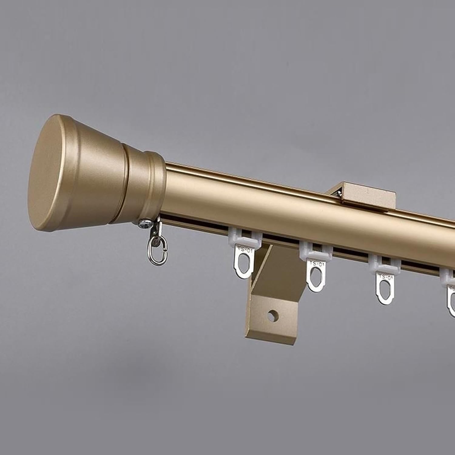 Gold Curtain Rail Track, Wall-Mounted Single Curtain Pole for Smooth ...