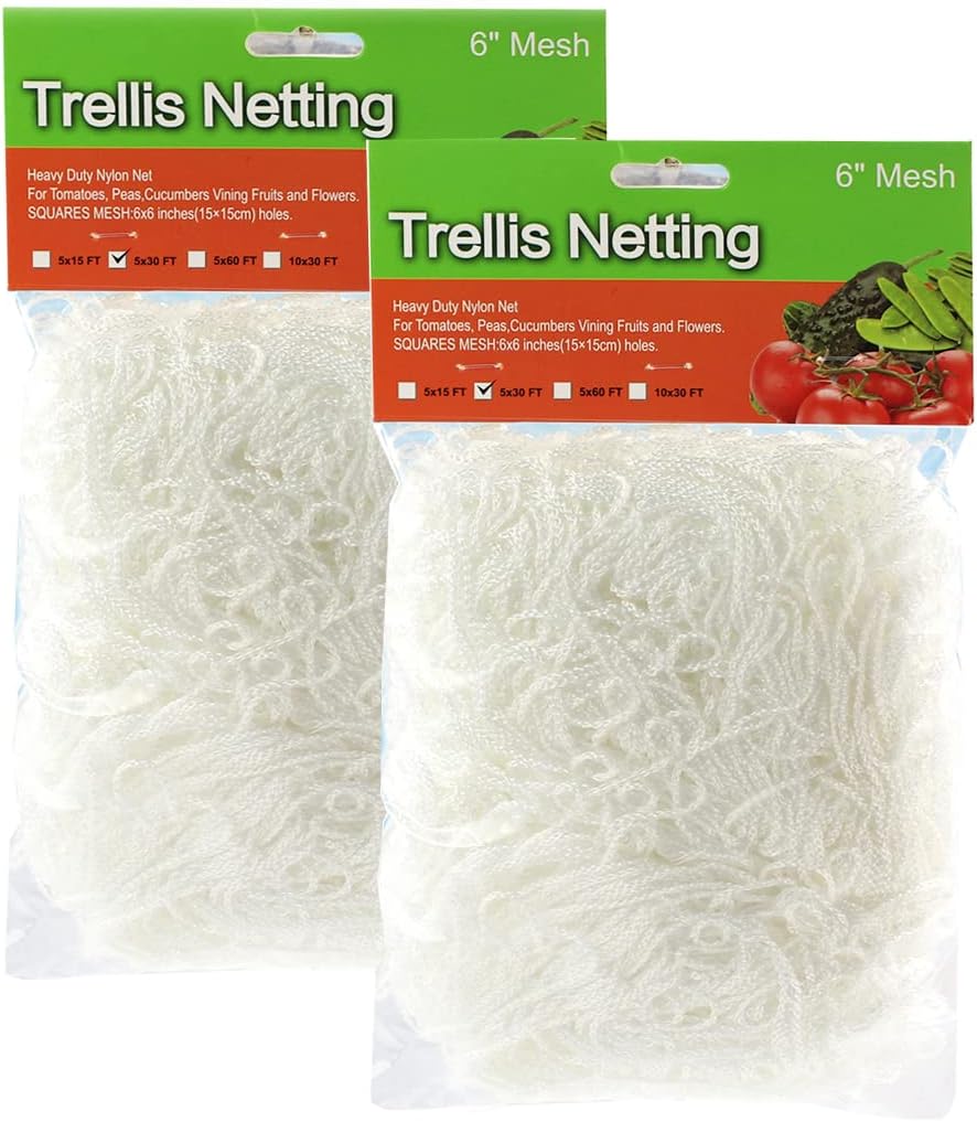 Plant Trellis Netting,5 X 30ft 2 Pack Plant Climbing Trellis Netting ...