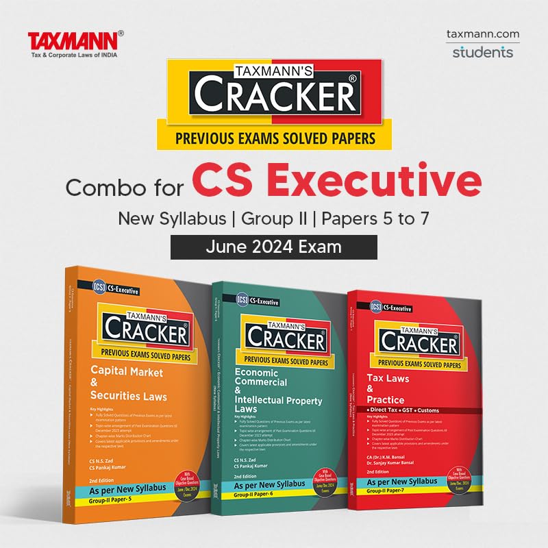 Buy Taxmann's CRACKER COMBO | CS Executive | New Syllabus | June 2024 ...