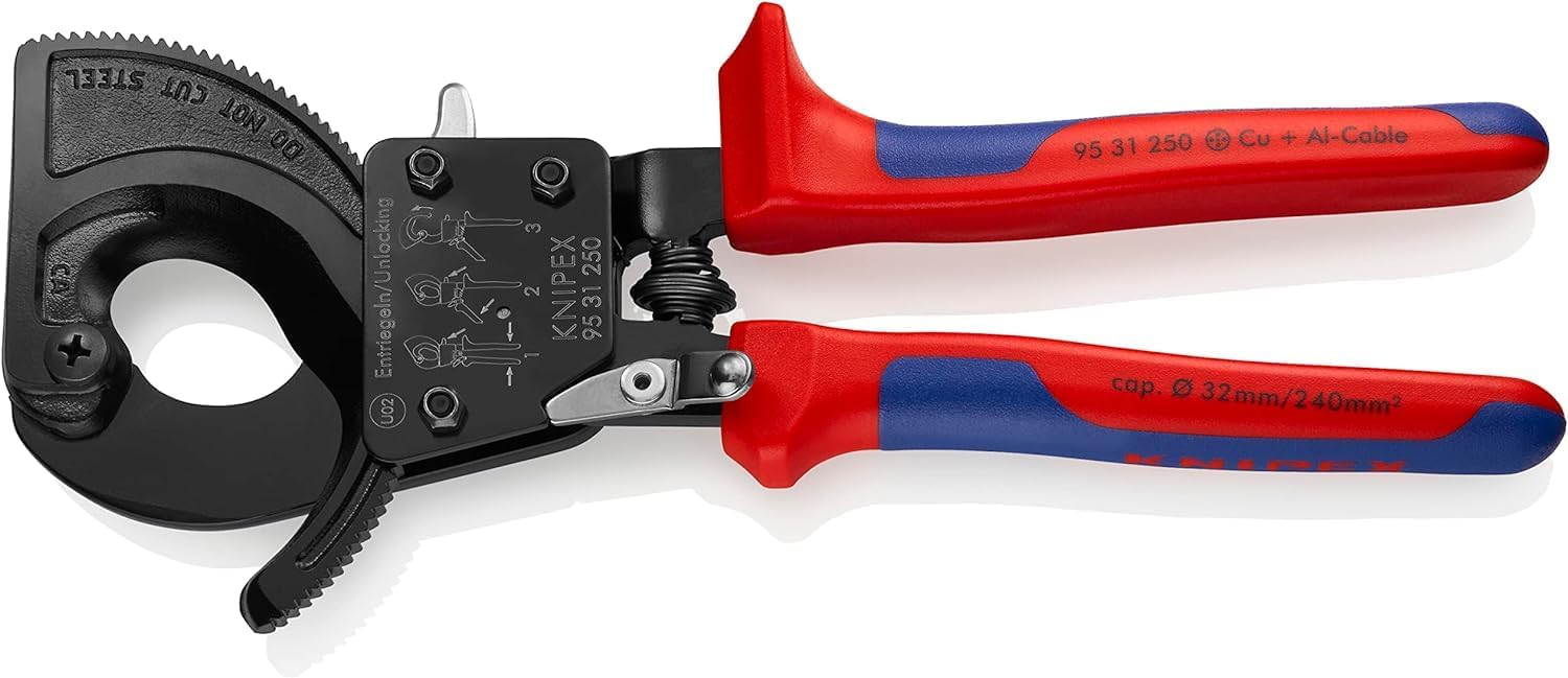 Knipex Cable Cutter (ratchet action) black lacquered, with multi ...