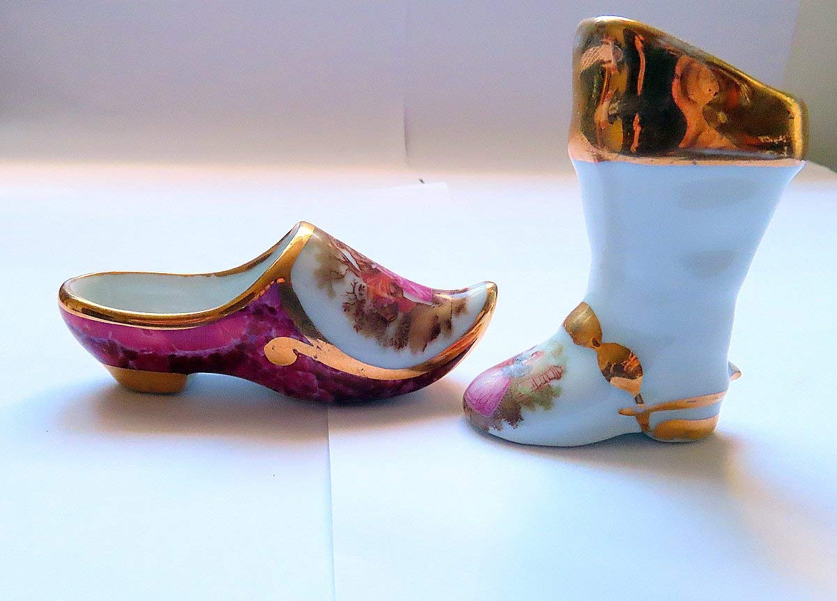 Buy Pair Vintage 1980s Limoges France Miniature Porcelain Boot Gold ...