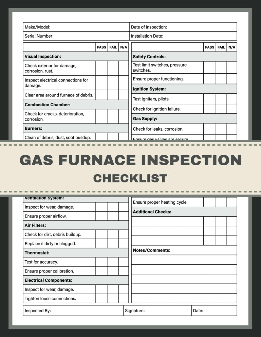 Gas Furnace Inspection Checklist: Gas Furnace Maintenance & Safety ...