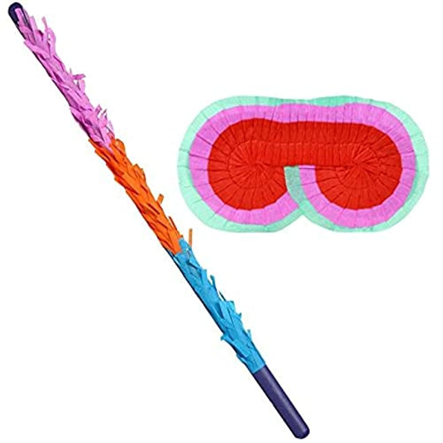 Multicolor Pinata Stick & Blindfold (2-Piece Set) - Pinata Accessories ...