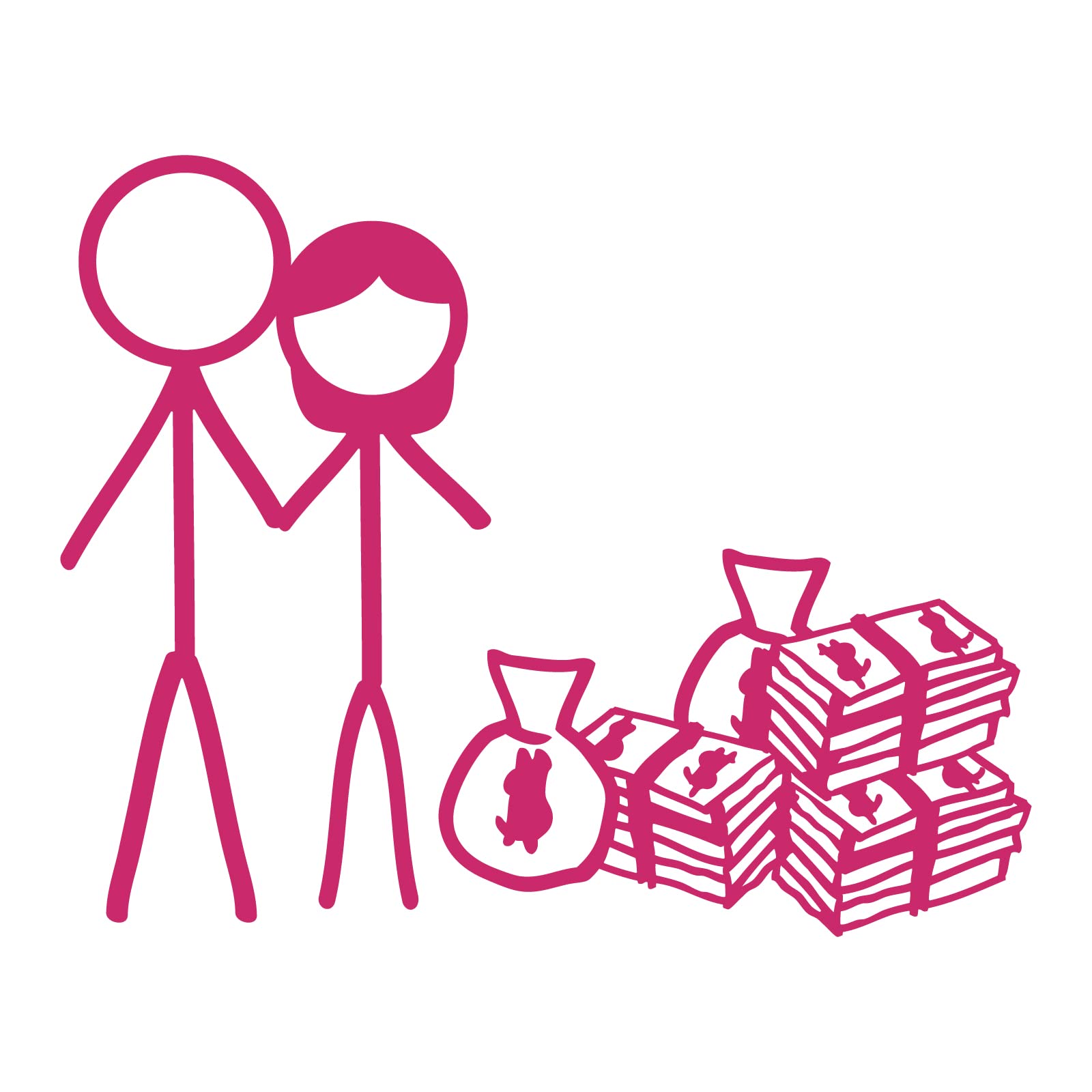 Amazon.com - Stick Figure Couple with Money - 6.8" x 5.5" - Vinyl Decal ...