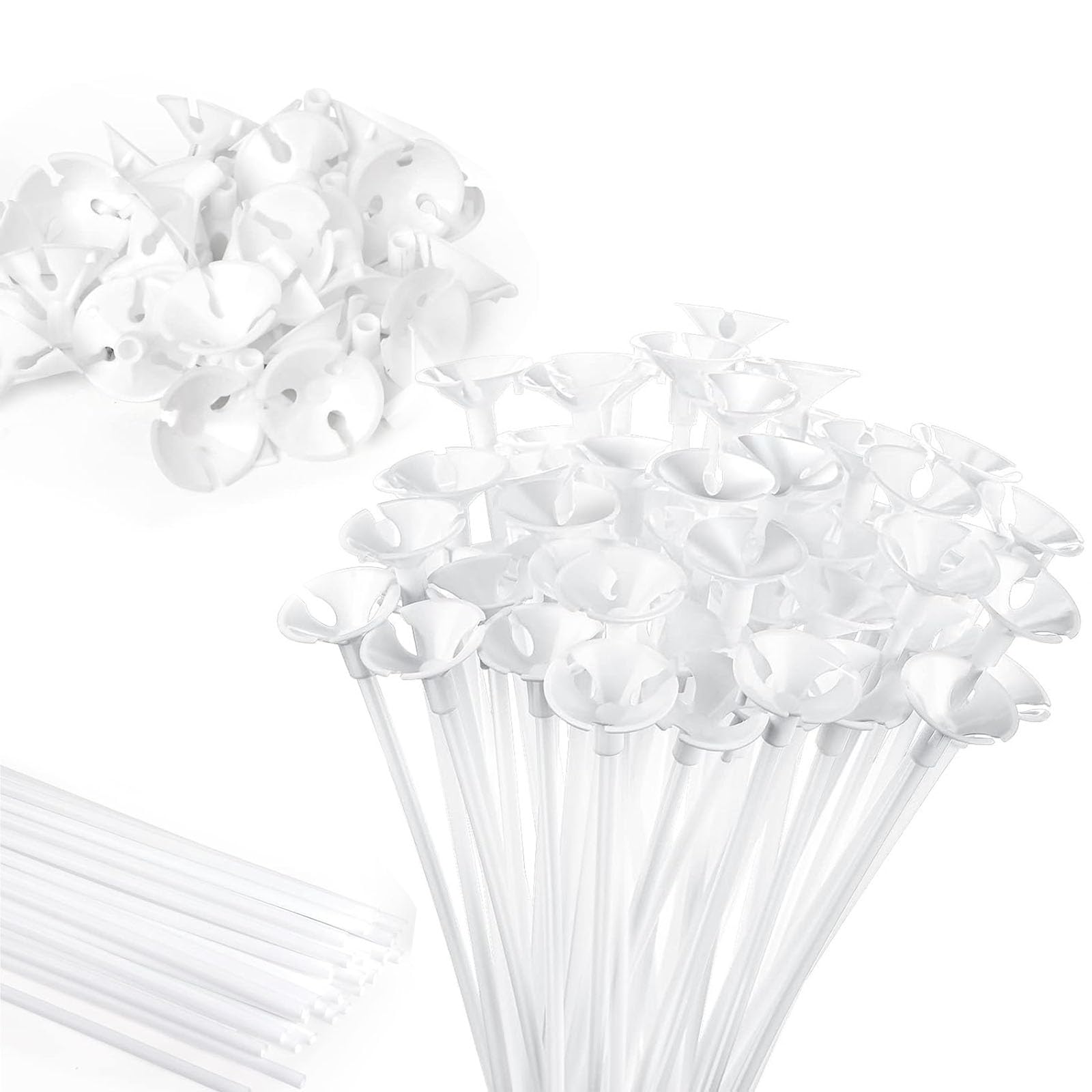 AEIMIAIDE 100pcs Balloon Sticks, White Plastic Reusable Balloon Sticks ...