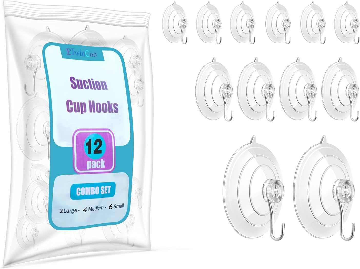 Amazon.com: Suction Cup Hooks Wall Hooks for Hanging All Purpose Hook ...