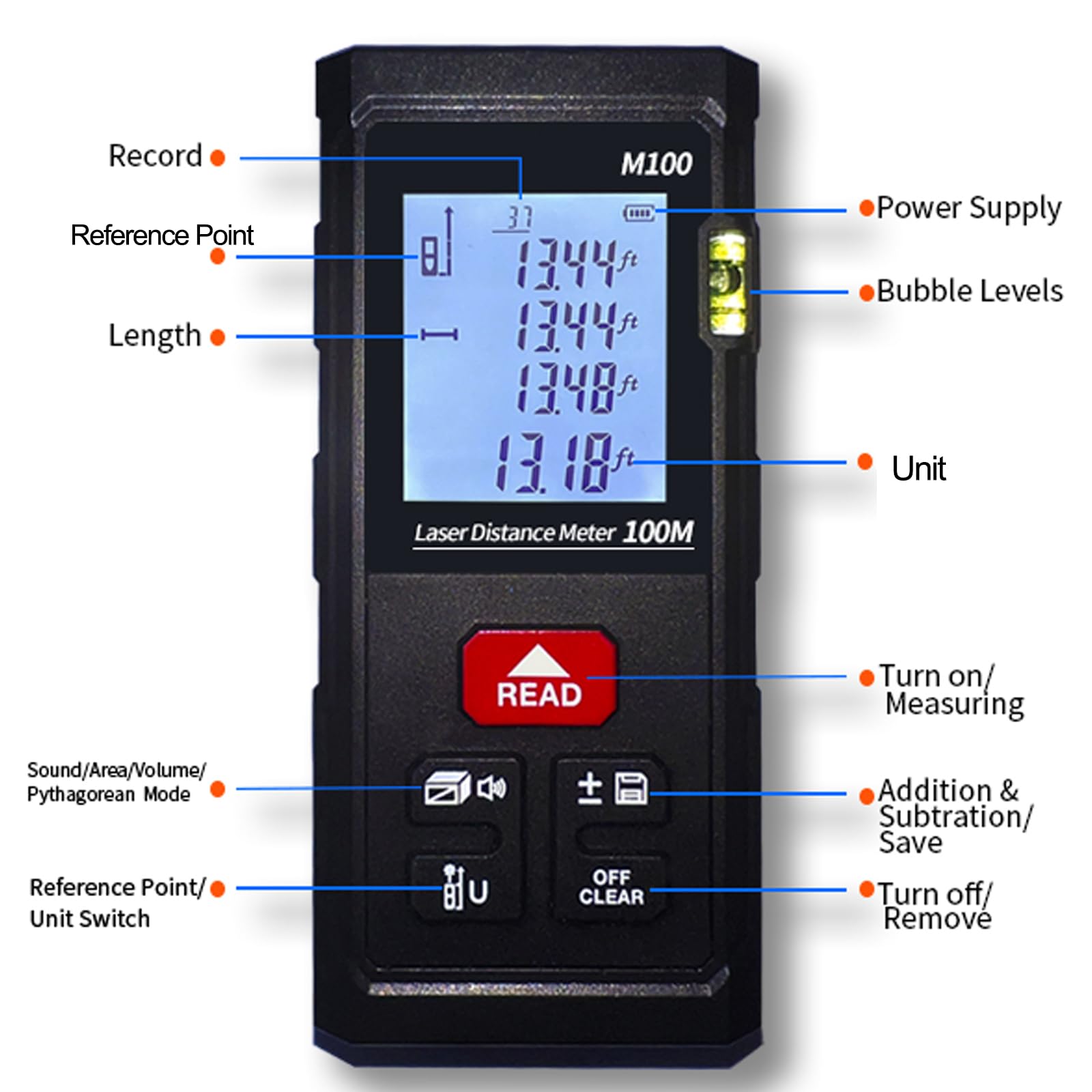 Snapklik.com : 328ft Laser Range Finders Laser Distance Measurement ...