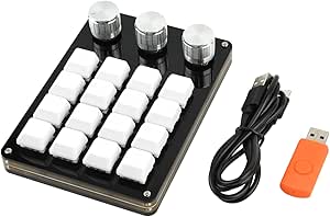Amazon.co.jp: Keyboard 12 Keys 2 Knobs Portable Keypad Programmable Button 16 Keys 3 Knobs ...