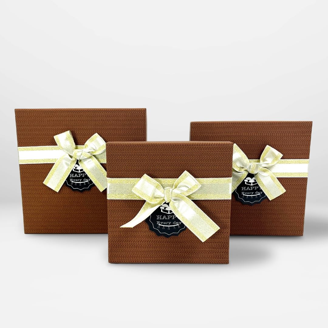 Elegant Treasure Gift Box Set" – Brown Cloth Texture Cream Ribbon ...