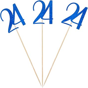 Amazon.com: Blue Glitter 24th Birthday Centerpiece Sticks, 12-Pack ...