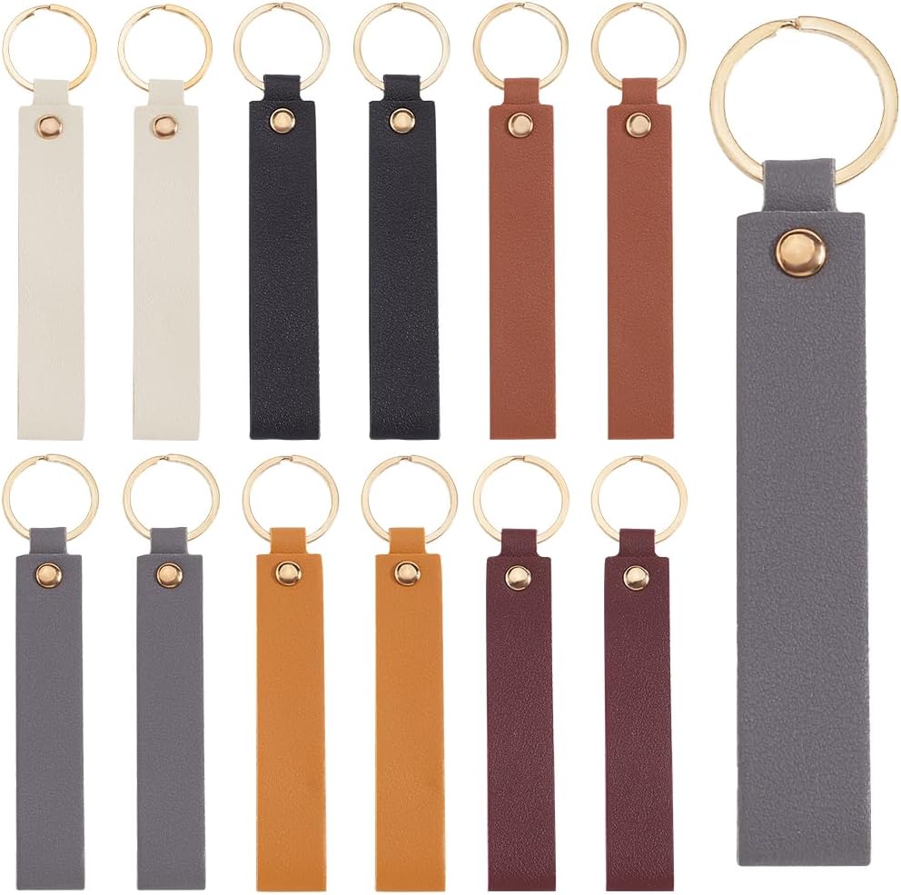 Amazon.com: SUNNYCLUE 24Pcs 6 Colors 13.7cm PU Leather Keychain Blanks ...