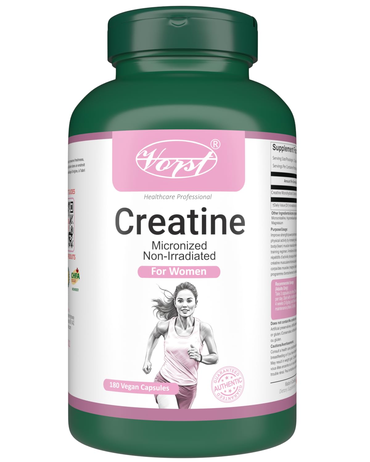 VORST Creatine Supplement for Women 180 Vegan Capsules | Monohydrate ...