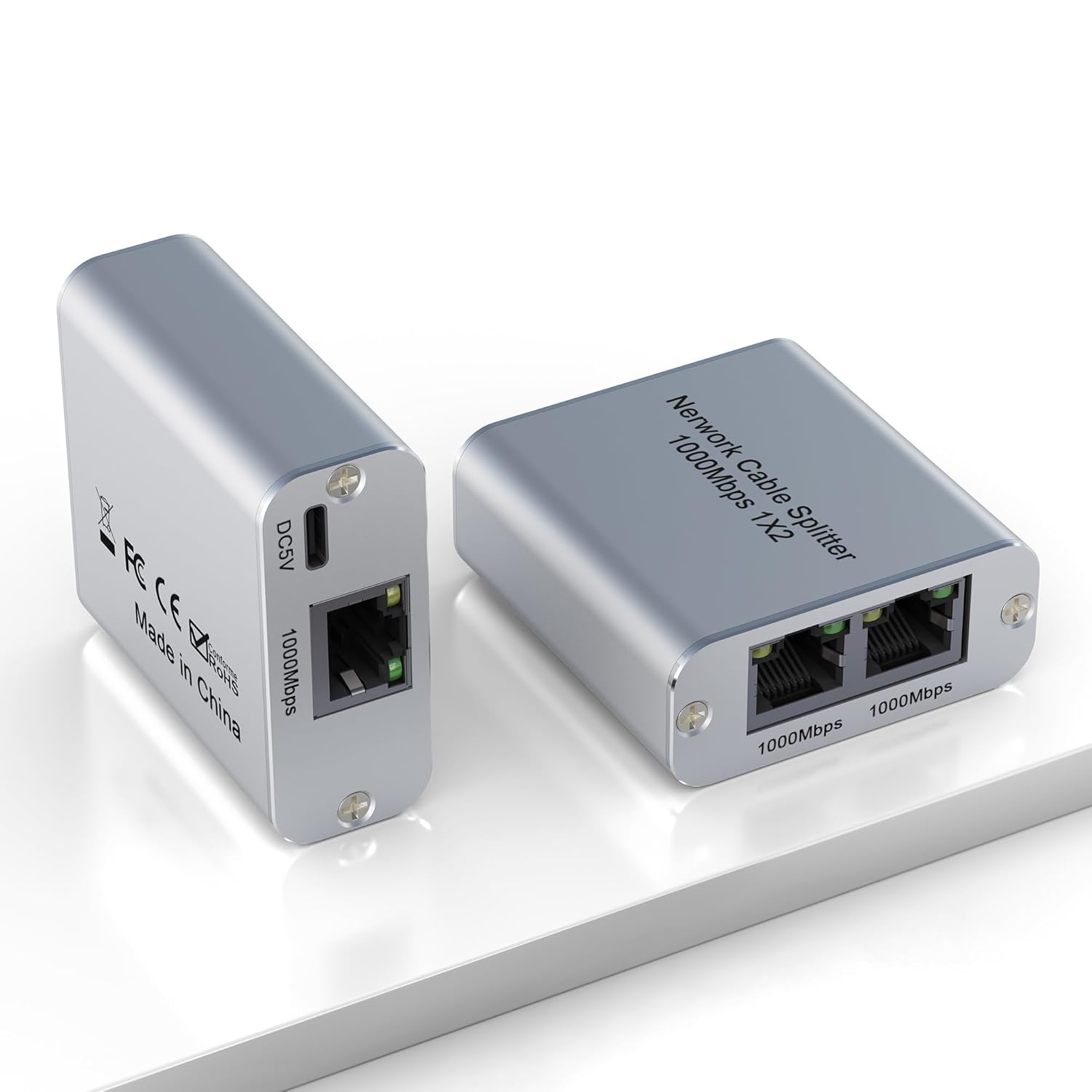 Ethernet Splitter 1 to 2 High Speed 1000Mbps, Gigabit Ethernet Switch 2 ...