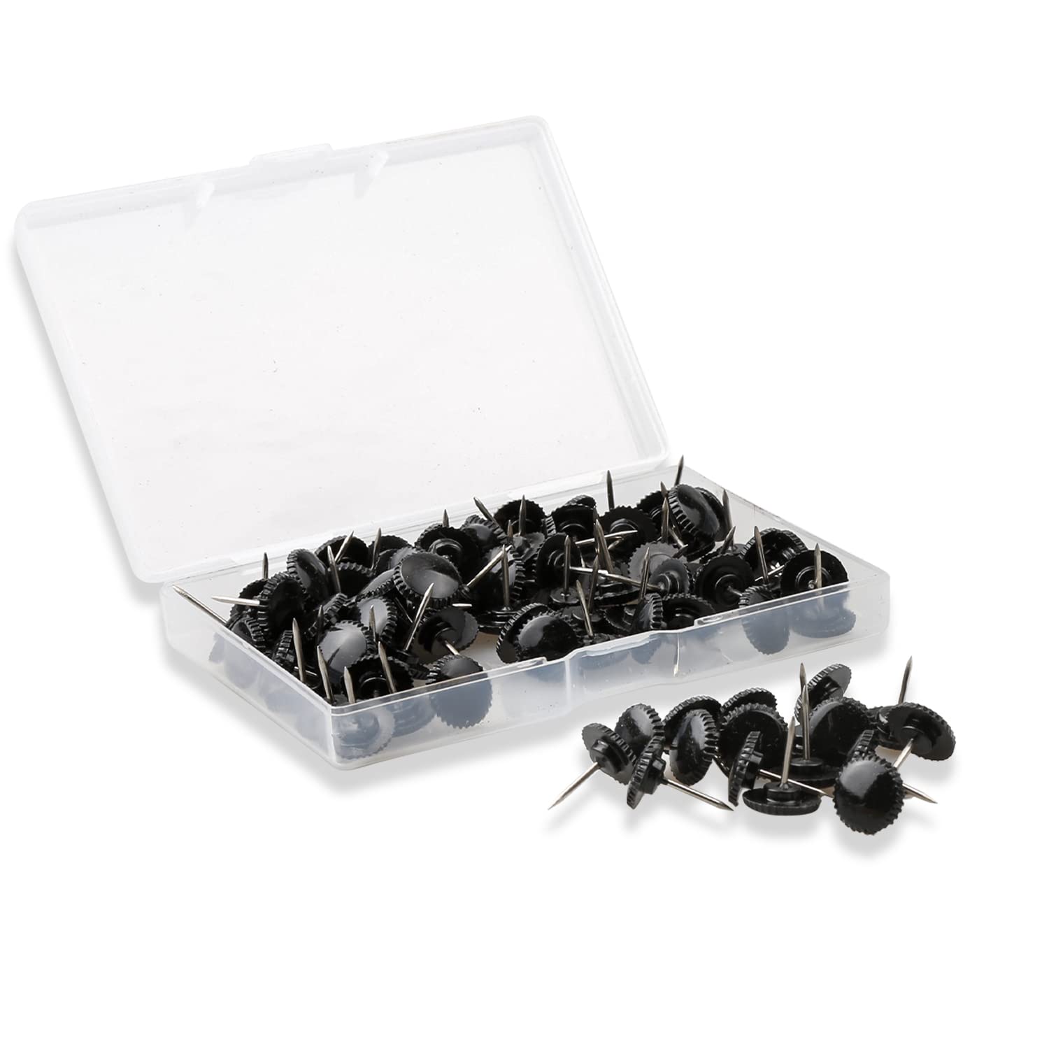 100 Pcs Push Pins Pinion Plastic Thumb Tacks, Flat Push Pins with Steel ...
