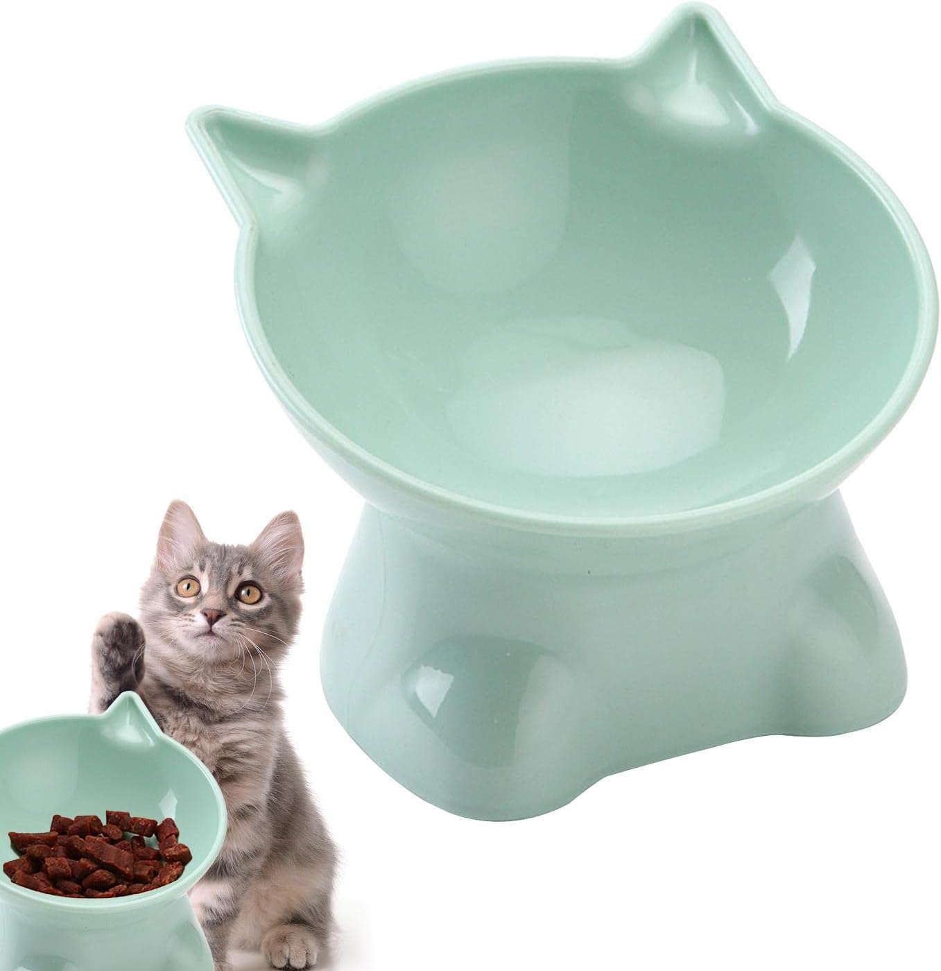 Amazon.com: Kumprohu Tilted Cat Food Bowls - Whisker-Friendly Anti ...