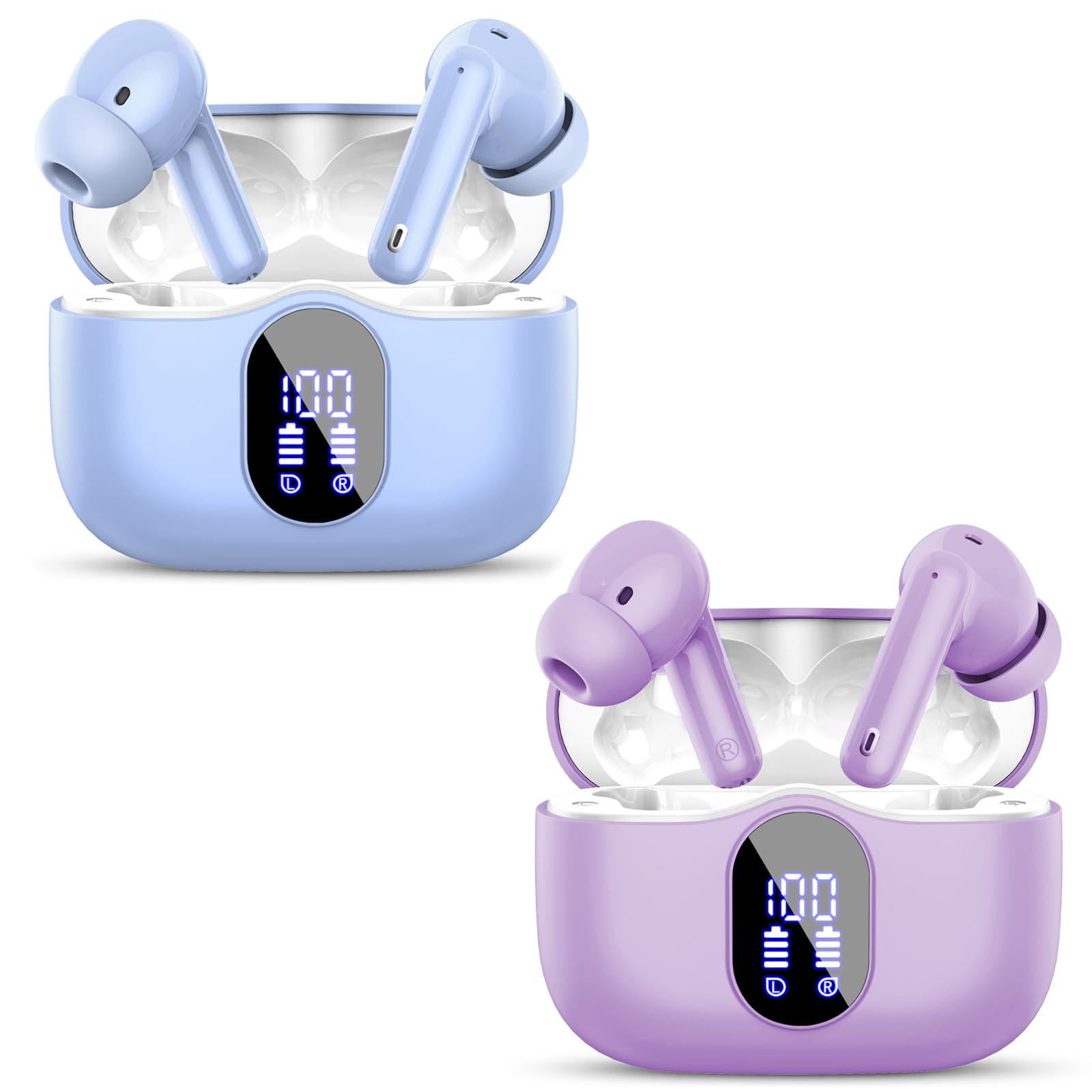 Amazon.com: 2 Sets Wireless Earbuds, Bluetooth 5.3 Headphones Bass ...
