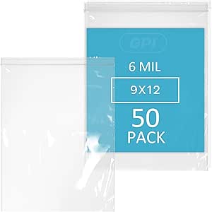 Amazon.com: GPI - 9" X 12" Reclosable Zip Bags, 6 Mil Extra Heavy-Duty ...
