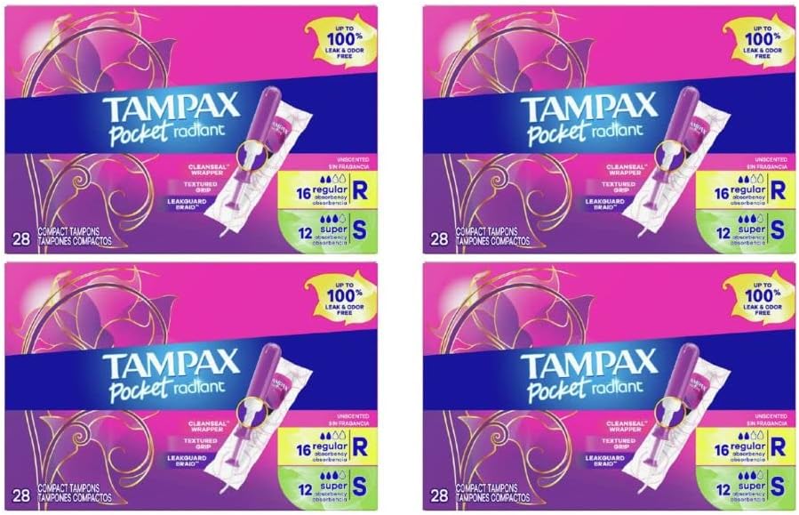 Amazon.com: Tampax Pocket Radiant Duo Pack, Regular/Super, Unscented ...