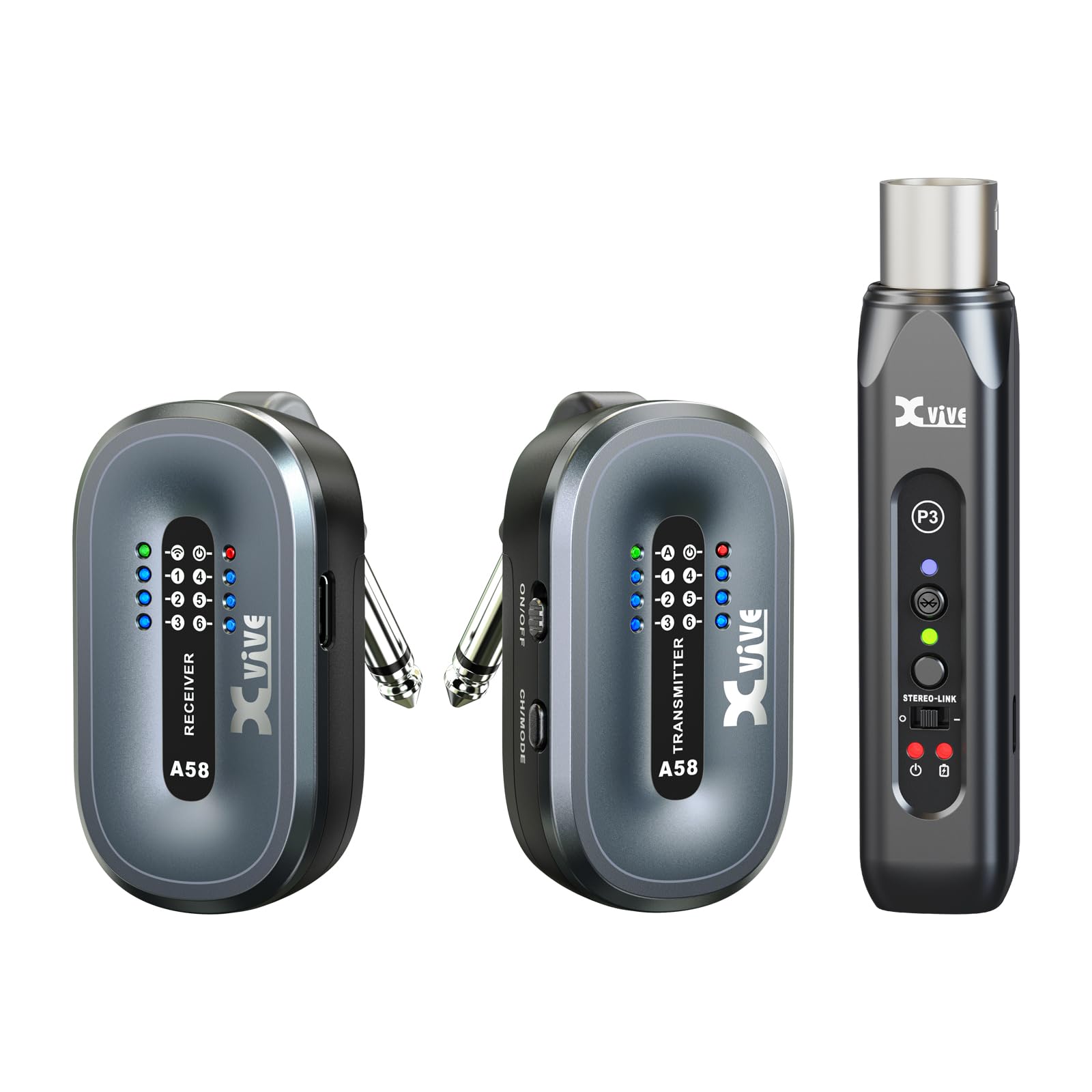 Amazon.com: Xvive A58 5.8GHz Wireless Guitar System Bundle Xvive P3 ...