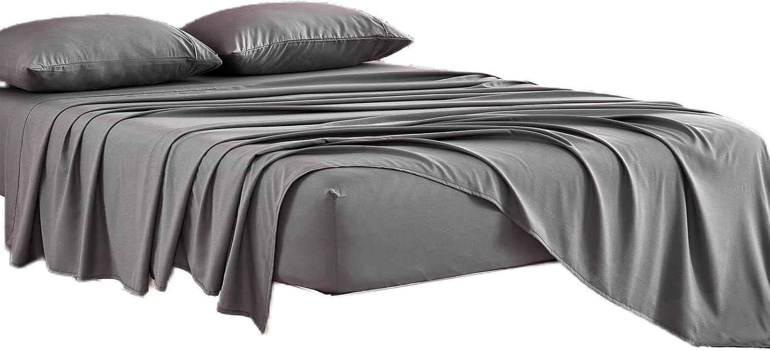 Amazon.com: Kingnex Bamboo Viscose Oversized King Flat Sheet 132x110 ...