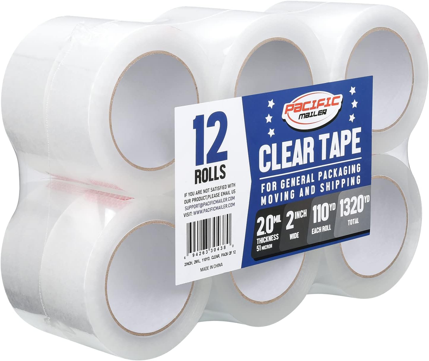 Amazon.com : Pacific Mailer Clear Packing Tape, Packaging Tape for ...