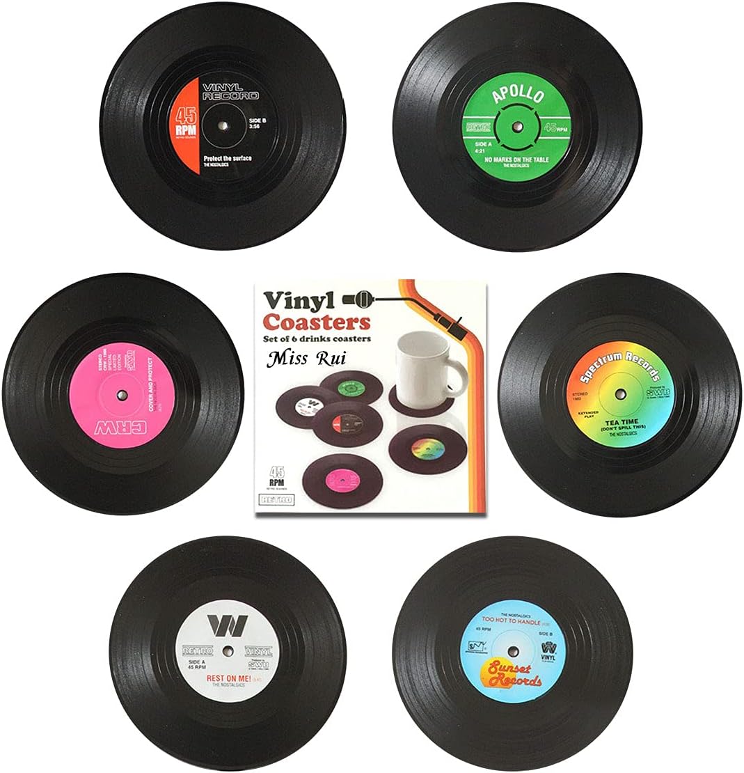 StonKraft Wooden Tea Coffee Coasters/Rustic Vintage Look Coasters Set ...