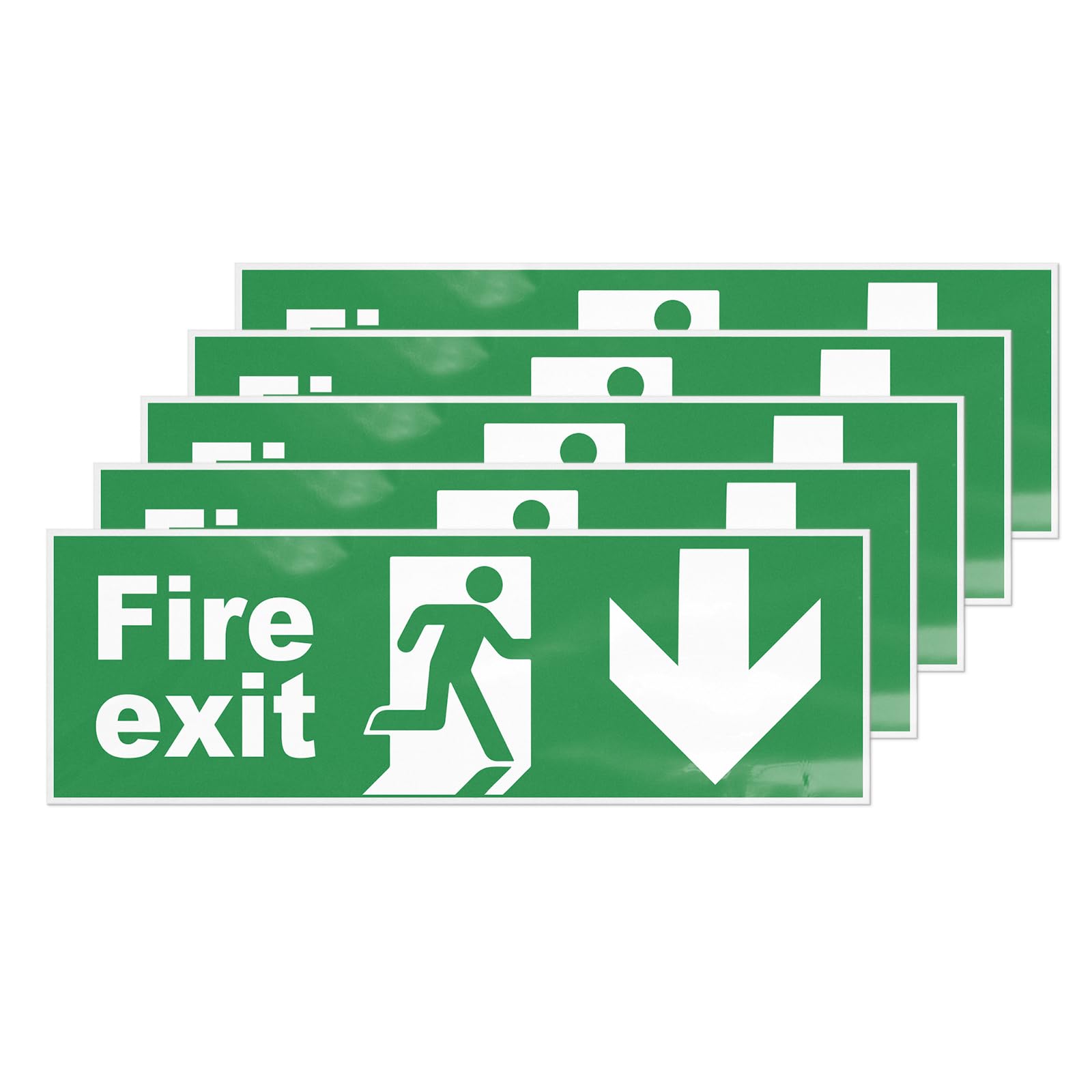 YIKIADA Fire Exit Sign Down Arrow 300 x 100 mm Self Adhesive Plastic ...