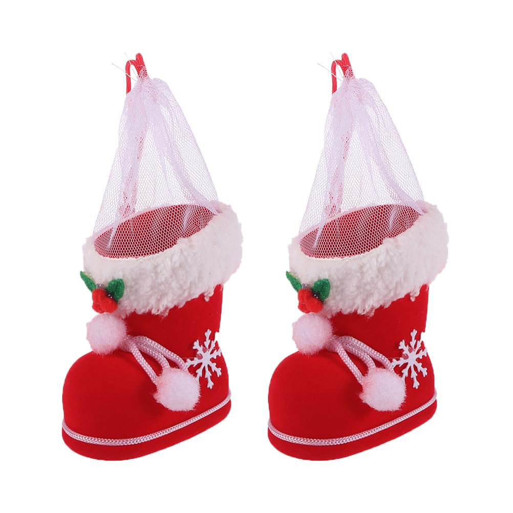 Amazon.com: TOYANDONA 2PCS Christmas Candy Boots with Pom Pom Holiday ...