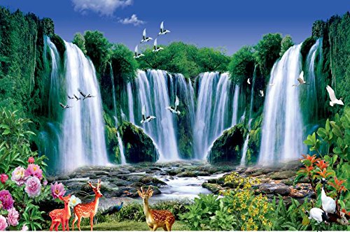 Kayra Decor Waterfall in Jungle 3D Wallpaper Print Decal Deco Indoor ...
