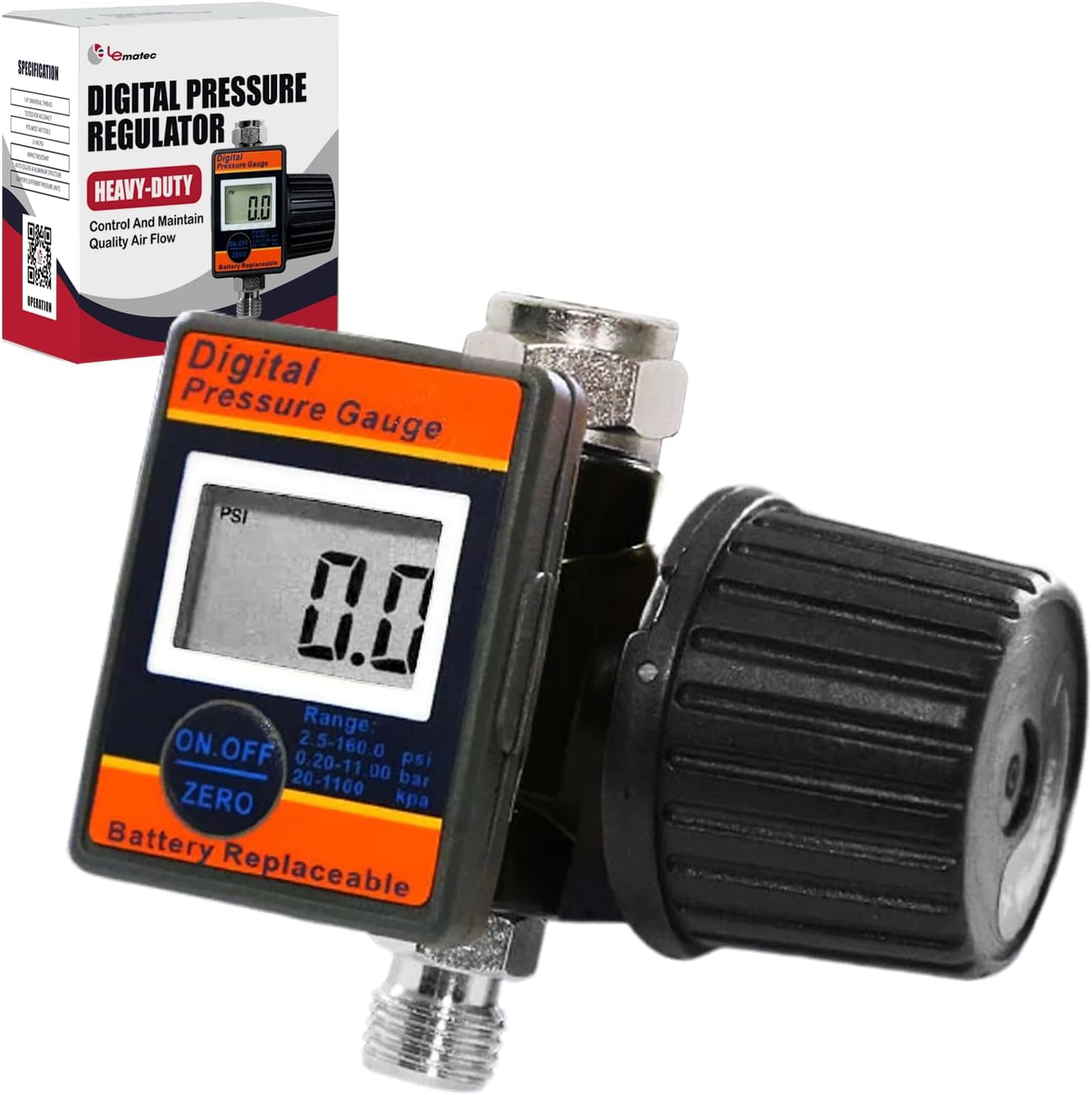 Buy LE LEMATEC Digital Air Pressure Regulator, 1/4-Inch NPT Diaphragm ...