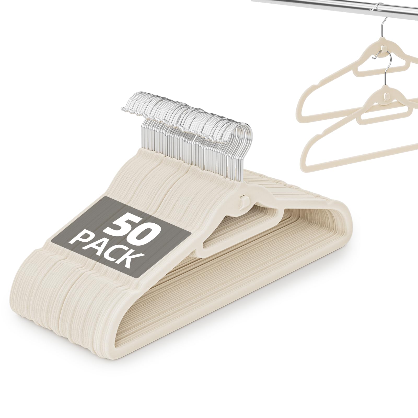 Amazon.com: Velvet Hangers 50 Pack, Non Slip Stackable Clothes Hangers ...