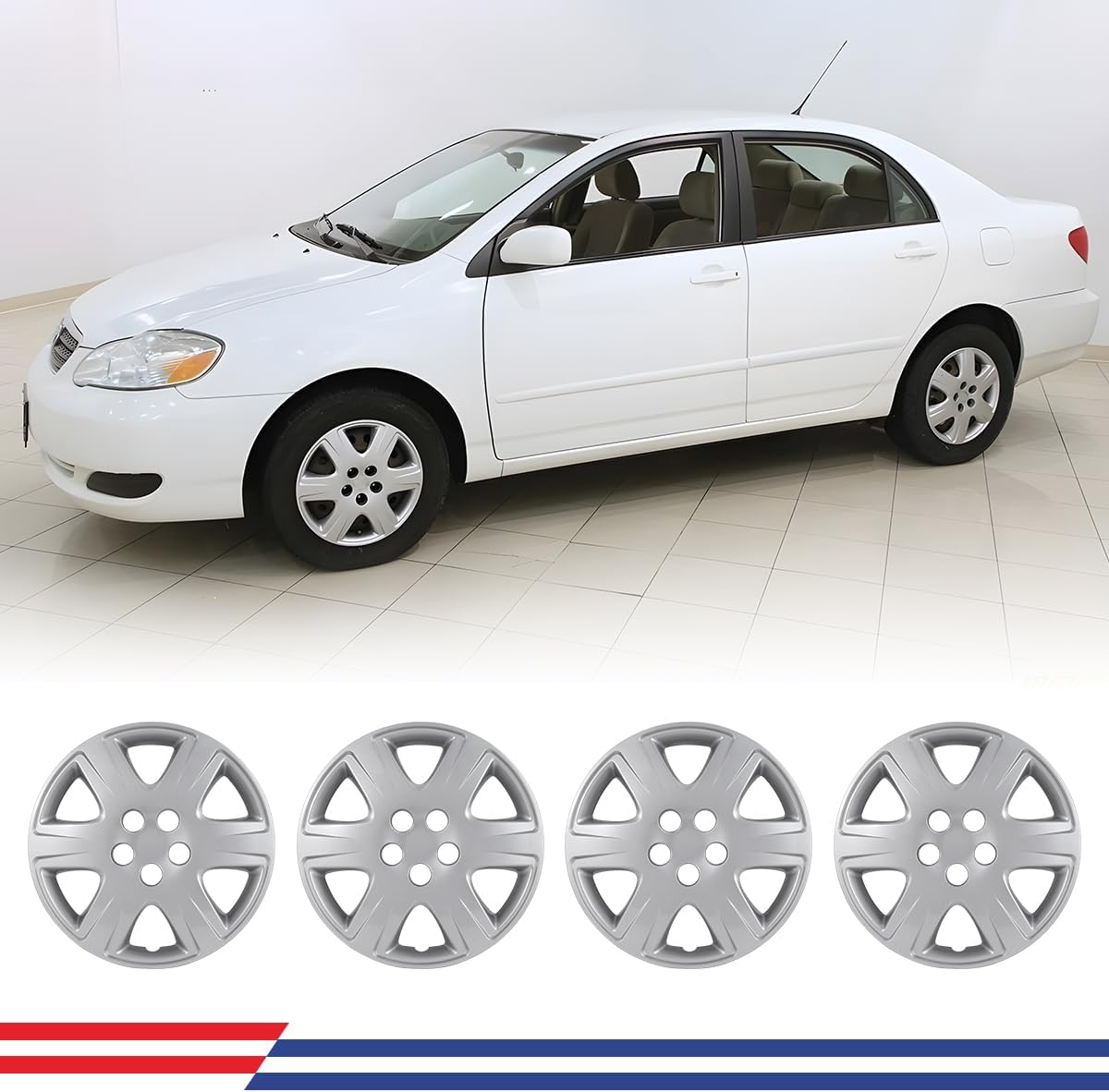 Amazon.com: Premium Replica Hubcap Set, Replacement for Toyota Corolla ...