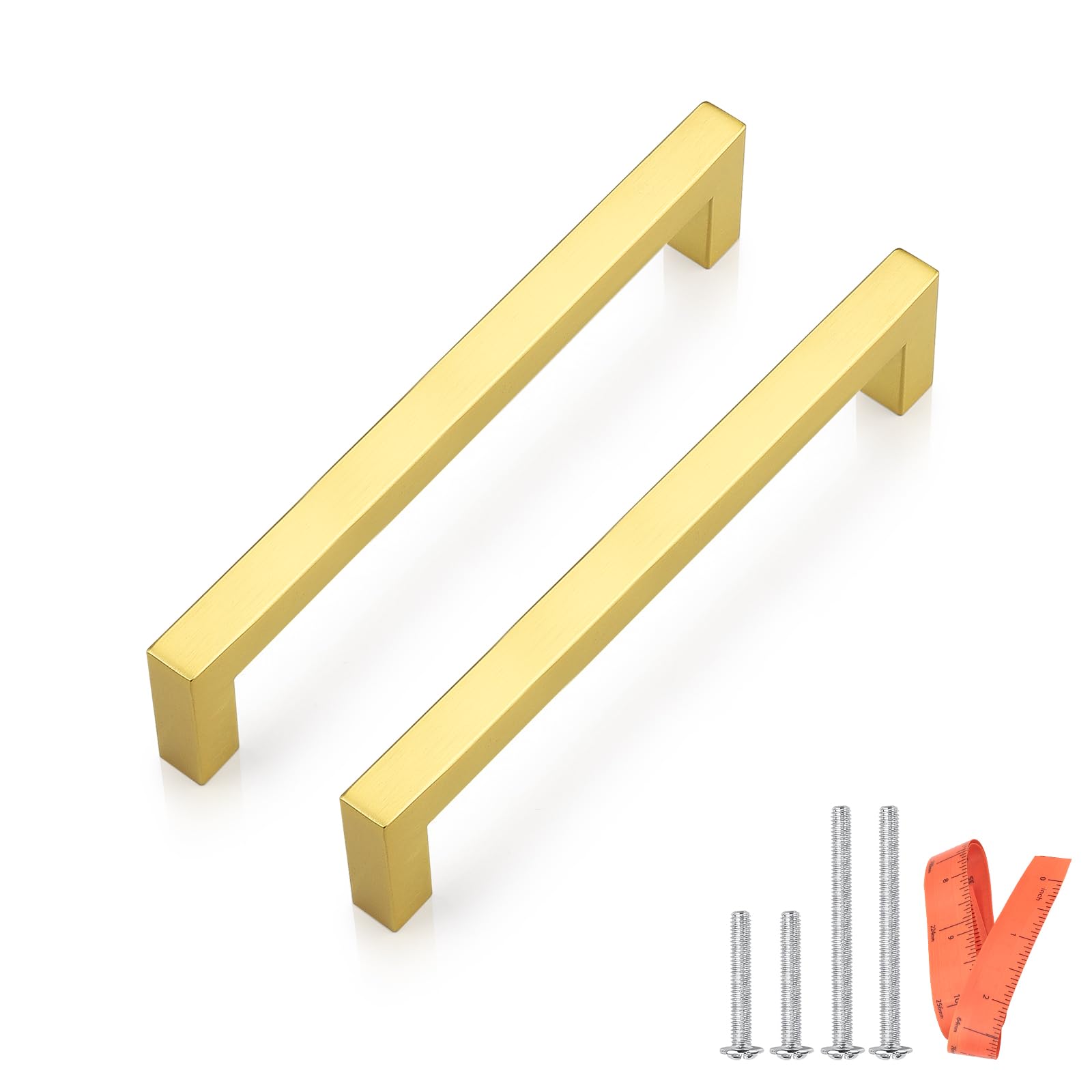 Snapklik.com : 20 Pack Square Golden Kitchen Cabinet Pulls 6.3 Inch ...
